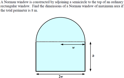 Solved A Norman window is constructed by adjoining a | Chegg.com