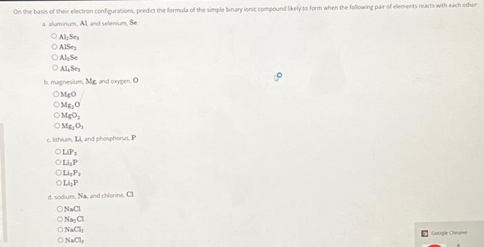 Solved On the basis of their electron configurations, | Chegg.com