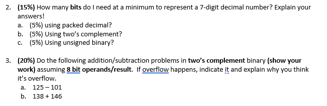 Solved (15%) ﻿How many bits do I need at a minimum to | Chegg.com