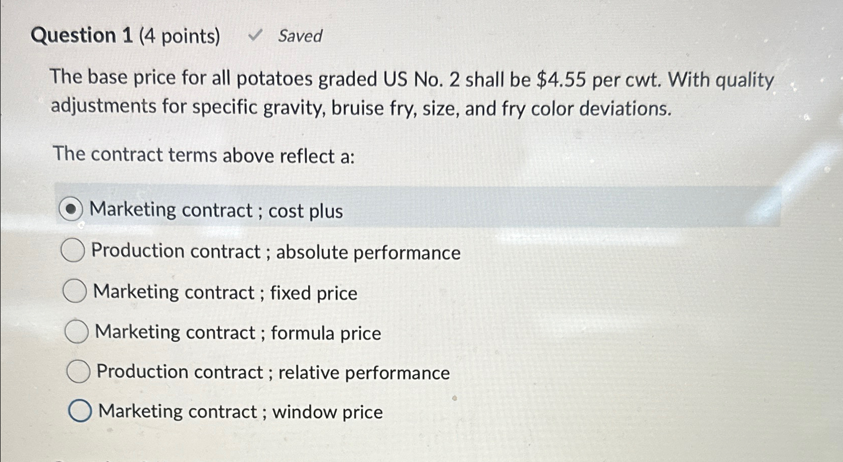Solved Question 1 (4 ﻿points) ﻿SavedThe base price for all | Chegg.com