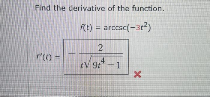 Solved Find the derivative of the function. | Chegg.com