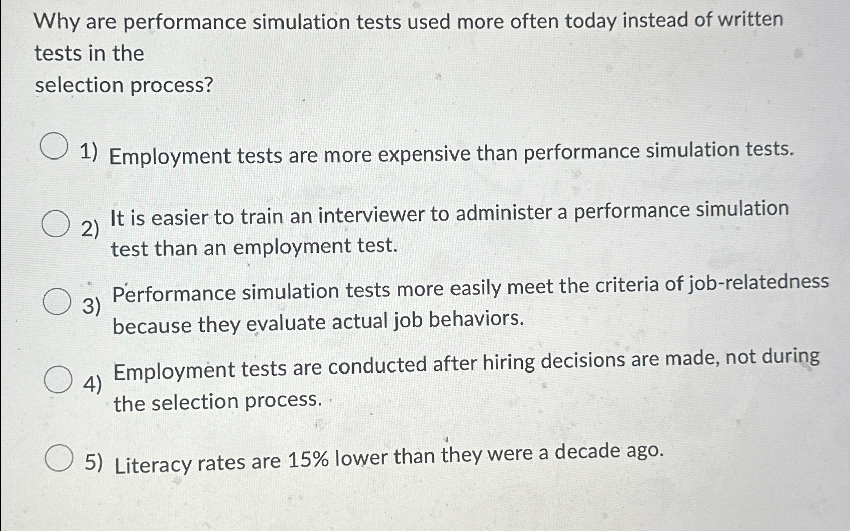 Solved Why are performance simulation tests used more often | Chegg.com