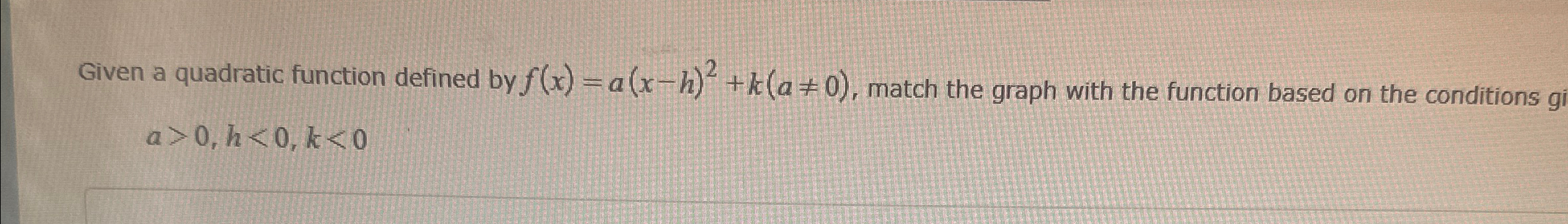 Solved Given a quadratic function defined by )≠(0, ﻿match | Chegg.com