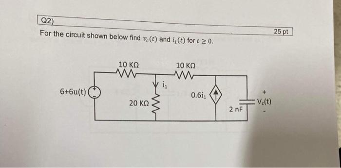 Solved For the circuit shown below find vc(t) and i1(t) for | Chegg.com
