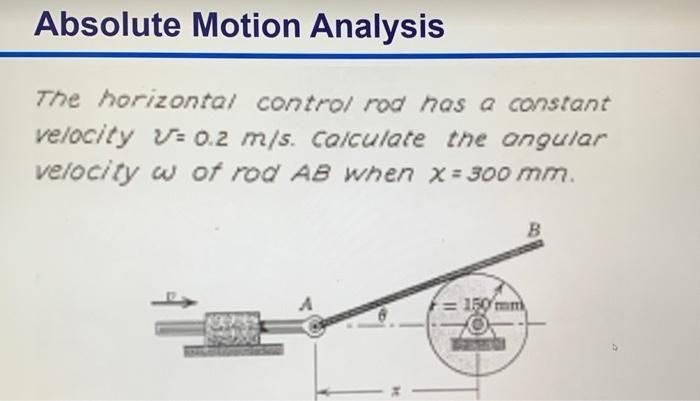 Solved The horizontal control rad has a constant velacity | Chegg.com
