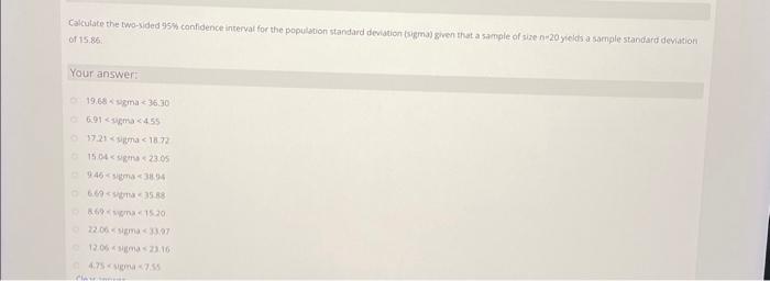 Solved Calcutate the two-sided 95% confidence interyal for | Chegg.com
