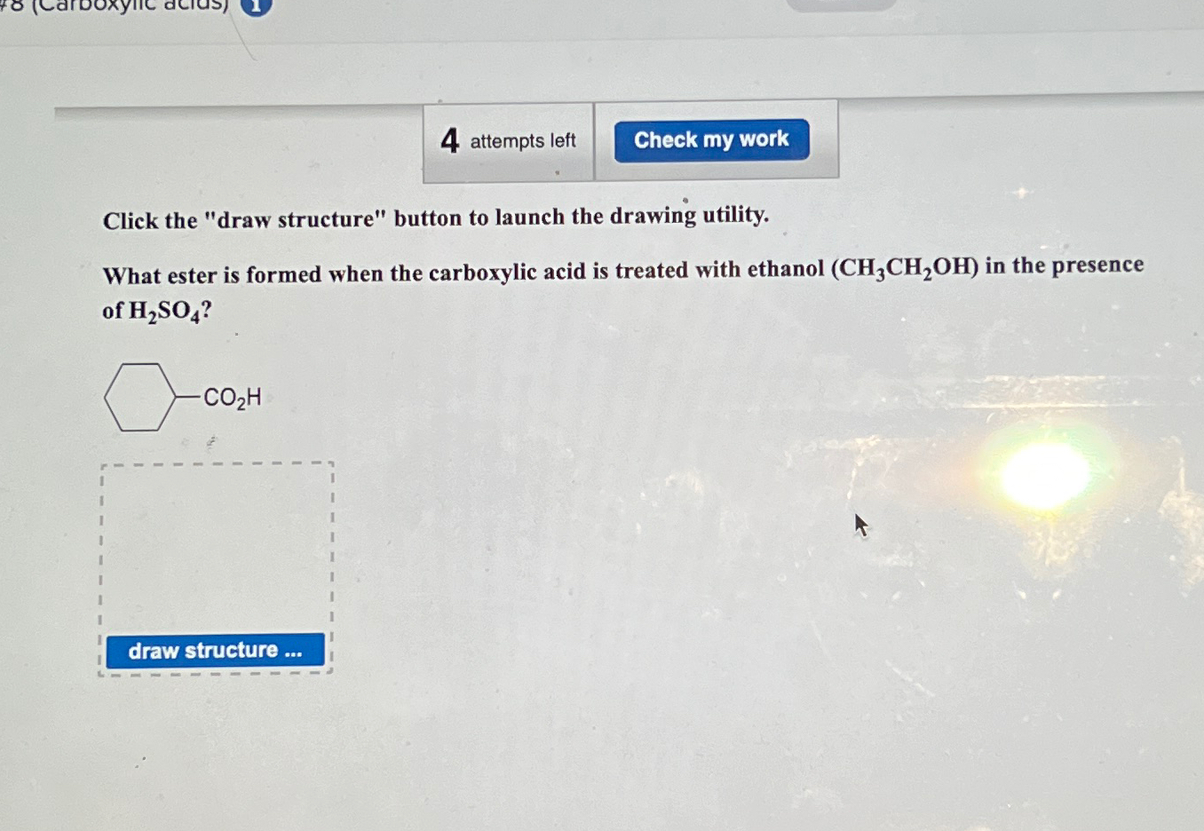 Solved 4 ﻿attempts leftClick the "draw structure" button to | Chegg.com