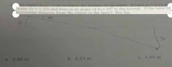 Solved water (n-1.33) ﻿and fires at an angle of θ1-306 ﻿to | Chegg.com