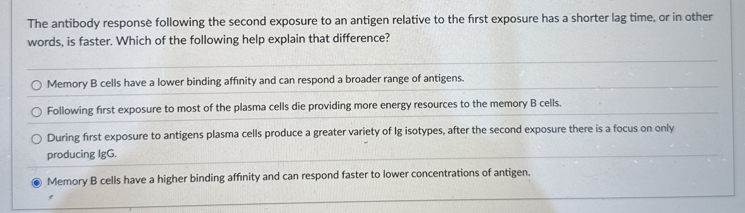 Solved The antibody response following the second exposure | Chegg.com