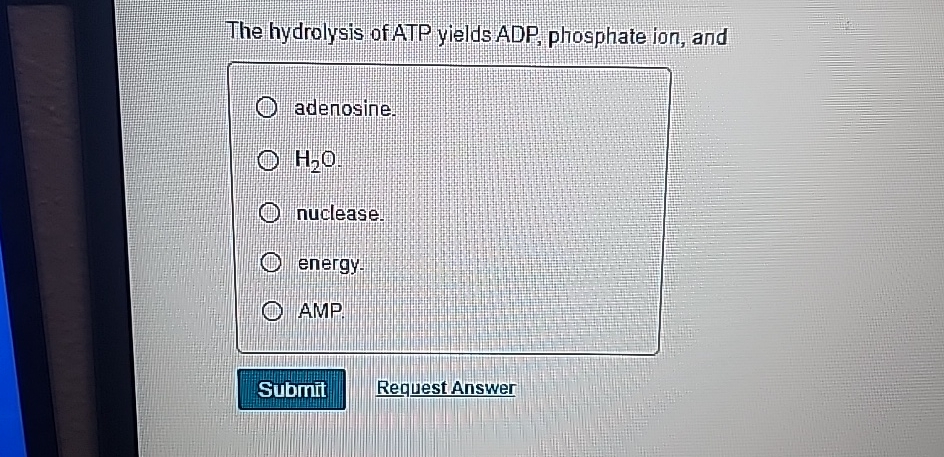 Solved The hydrolysis of ATP yields ADP, phosphate ion, | Chegg.com