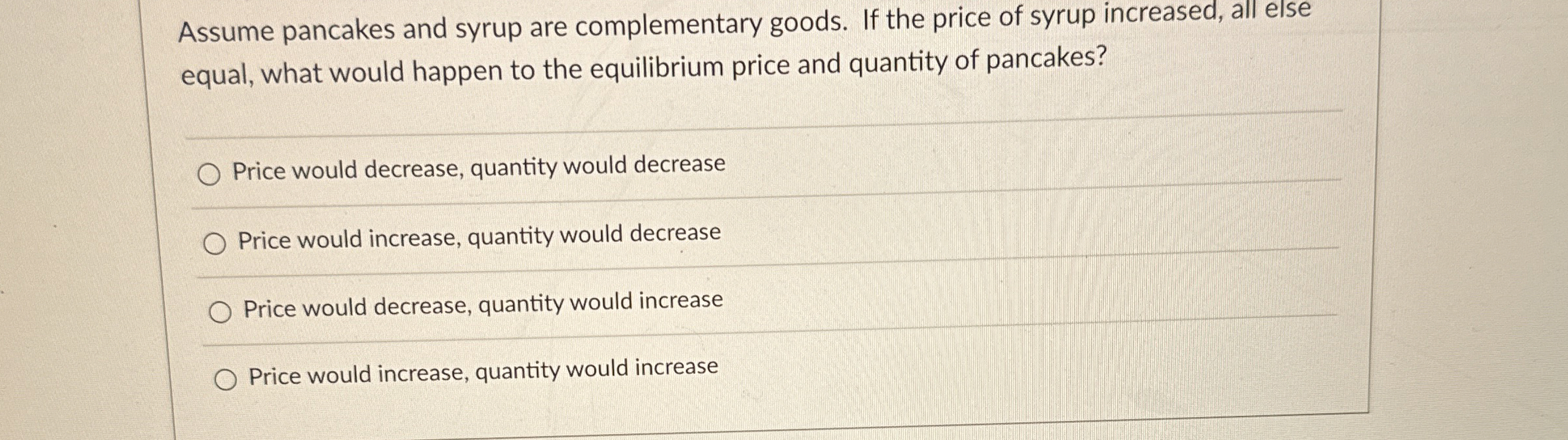 Solved Assume pancakes and syrup are complementary goods. If | Chegg.com