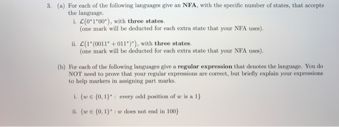 Solved 3. (a) For each of the following languages give an | Chegg.com