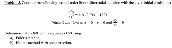 Solved Problem 3. Consider the following second-order linear | Chegg.com