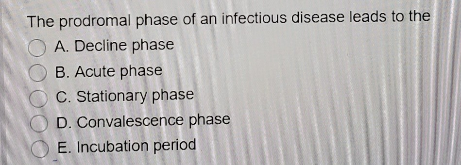 Solved The prodromal phase of an infectious disease leads to | Chegg.com