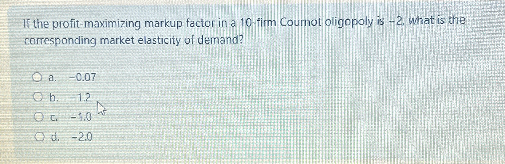 Solved If the profit-maximizing markup factor in a 10 -firm | Chegg.com