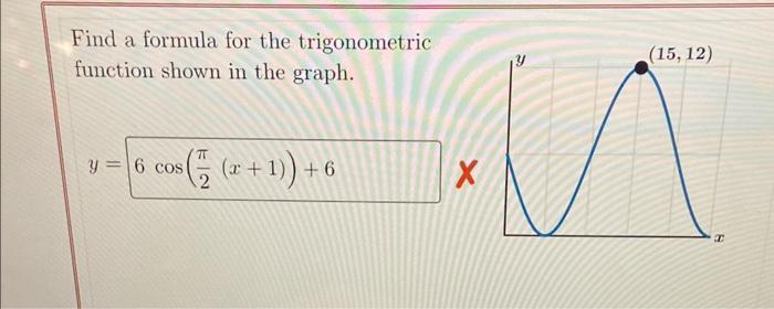 Solved Find a formula for the trigonometric function shown | Chegg.com