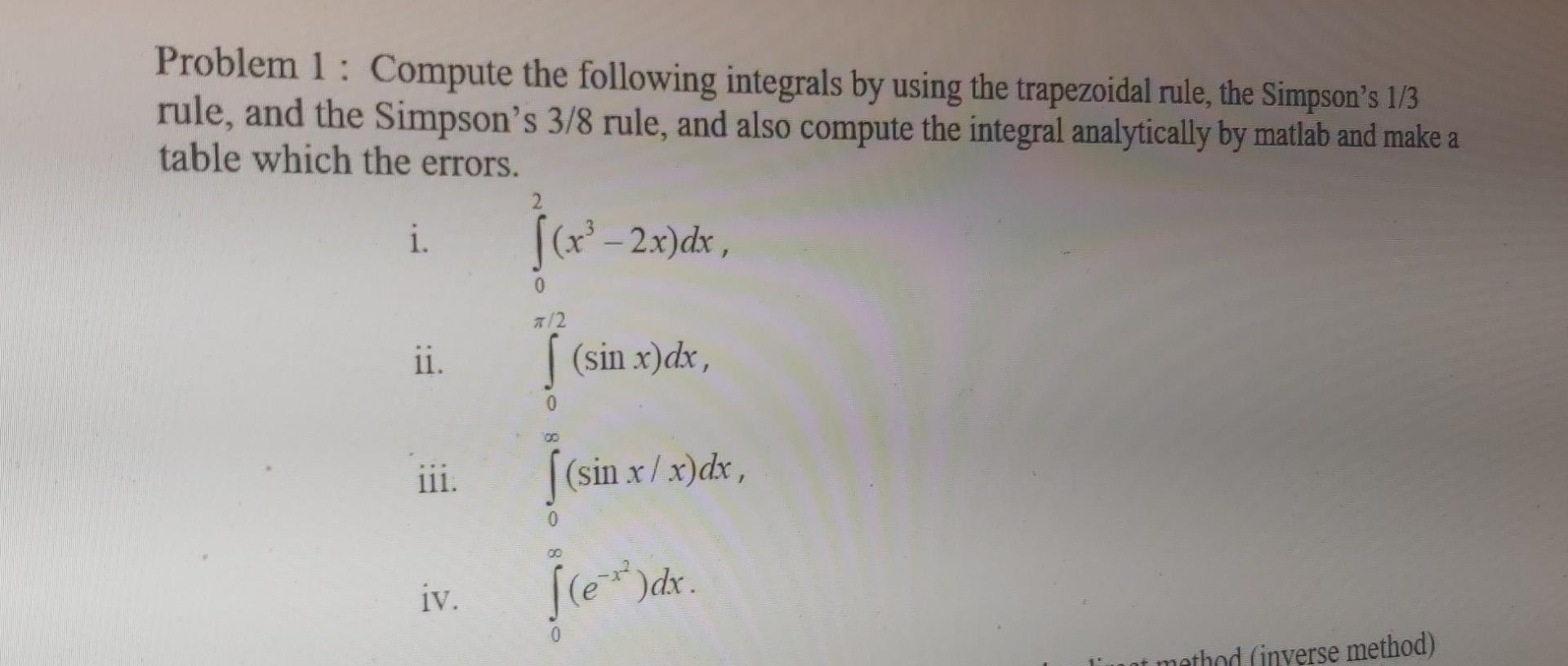 Solved compute the integrals using trapezoidal rule ,the | Chegg.com