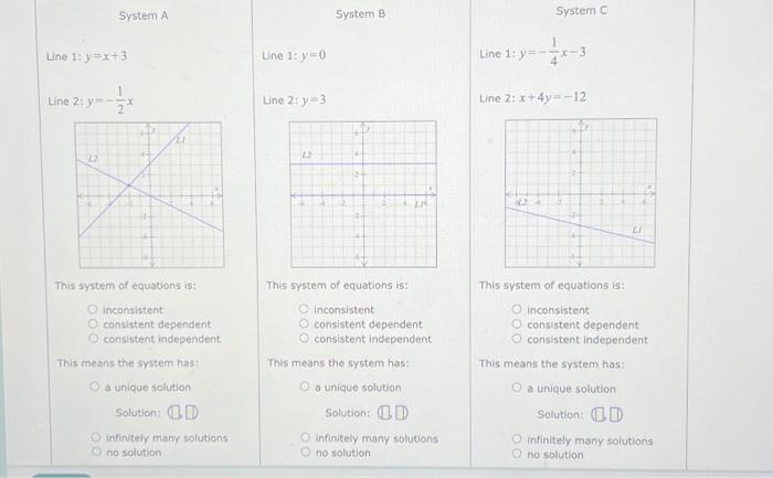 Solved Line 1:y=x+3 Line 1: y=0 Line 1: y=−41x−3 Line 2: | Chegg.com