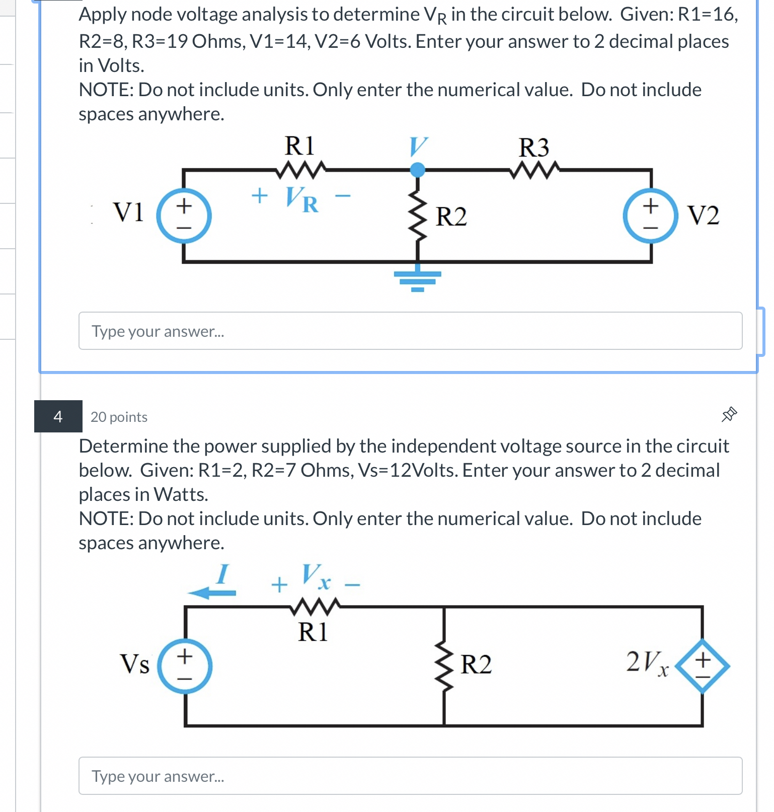 Solved Apply node voltage analysis to determine VR ﻿in the | Chegg.com