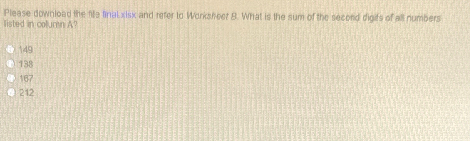Solved Please download the file final x ﻿lsx and refer to | Chegg.com