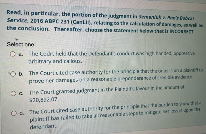 Solved Read, in particular, the portion of the judgment in | Chegg.com