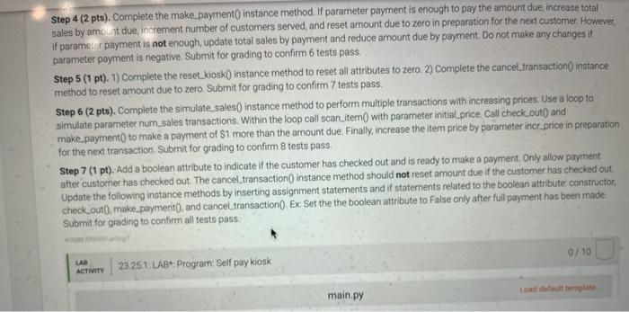 Solved [(IN PYTHON) LAB*: Program: Self pay kiosk ]Write a | Chegg.com