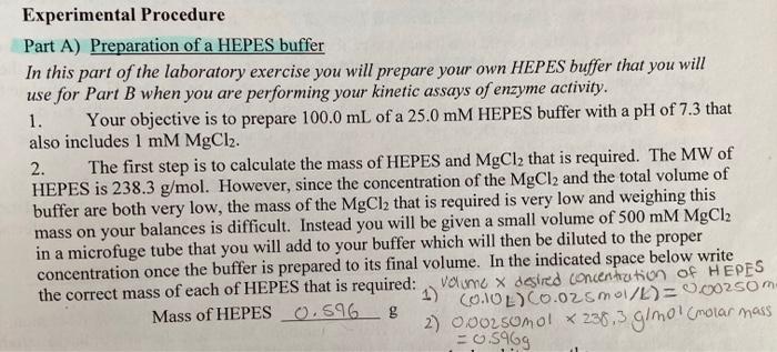 Solved What is the mass of HEPES? did I calculate it | Chegg.com