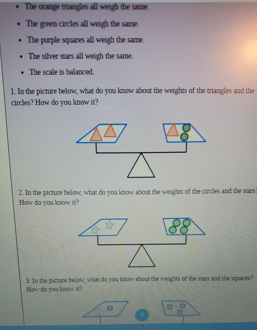 Solved • The orange triangles all weigh the same • The green | Chegg.com