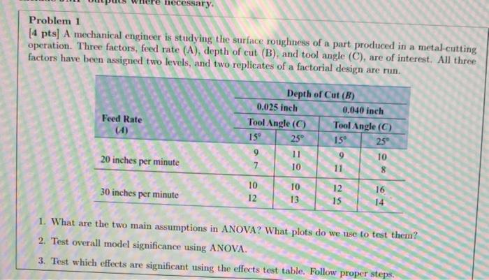 Solved Problem 1 [4 pts] A mechanical engineer is studying | Chegg.com