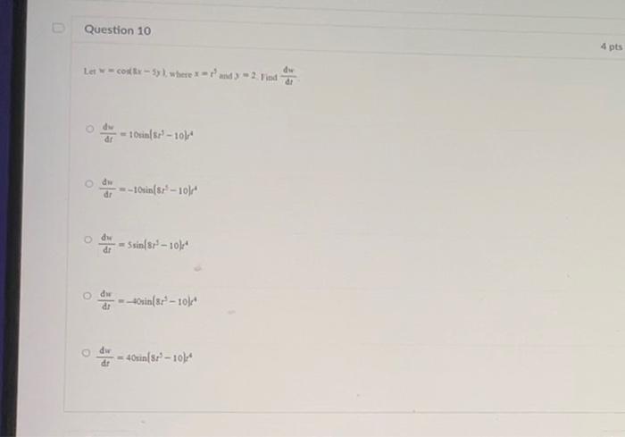 Solved Let x=cos(8x−5y) where x=t3 and y=2 Find dtdv | Chegg.com