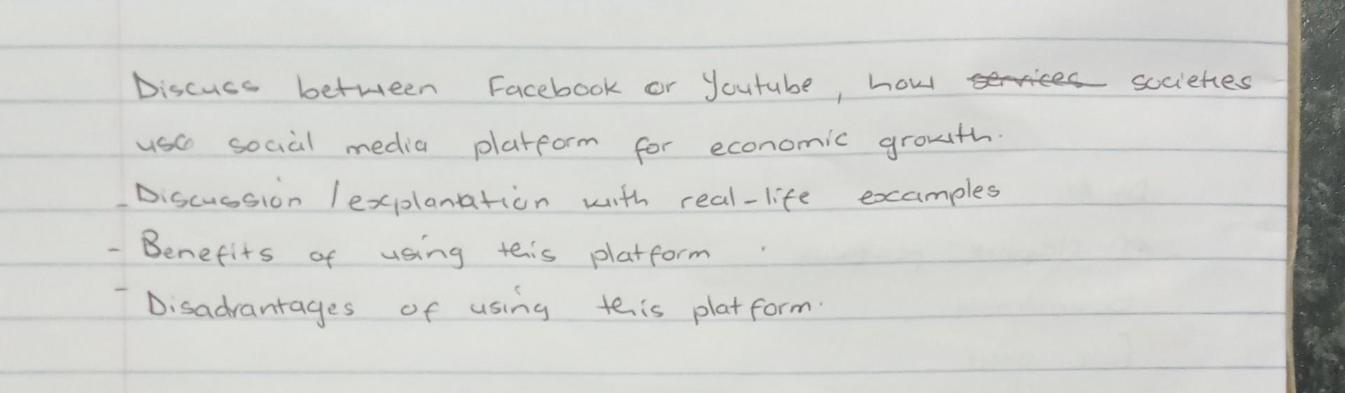 Discuss between social media. Discussion /explanation | Chegg.com
