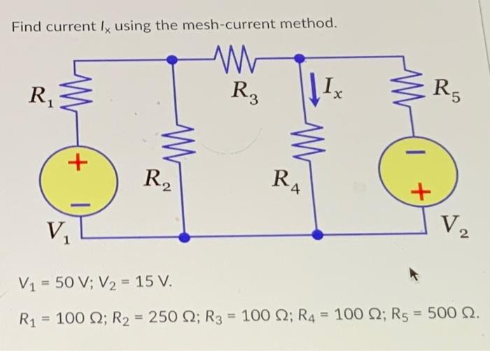 Solved Find current Ix using the mesh-current method. V1=50 | Chegg.com