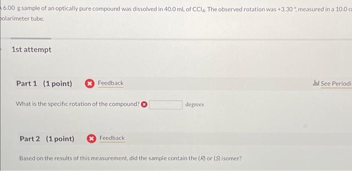 Solved 6.00 g sample of an optically pure compound was | Chegg.com