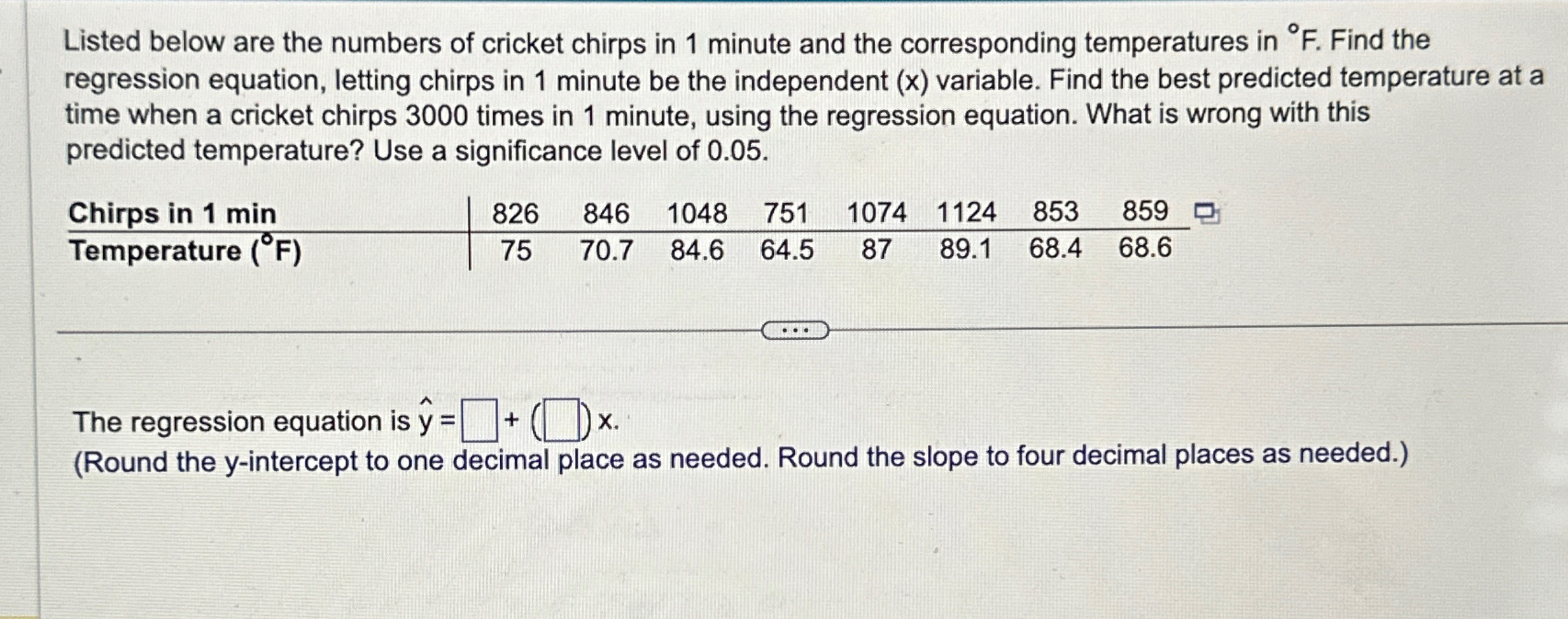 Solved Listed below are the numbers of cricket chirps in 1 | Chegg.com