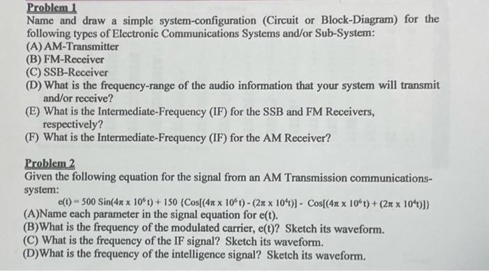Solved Problem 1 Name and draw a simple system-configuration | Chegg.com
