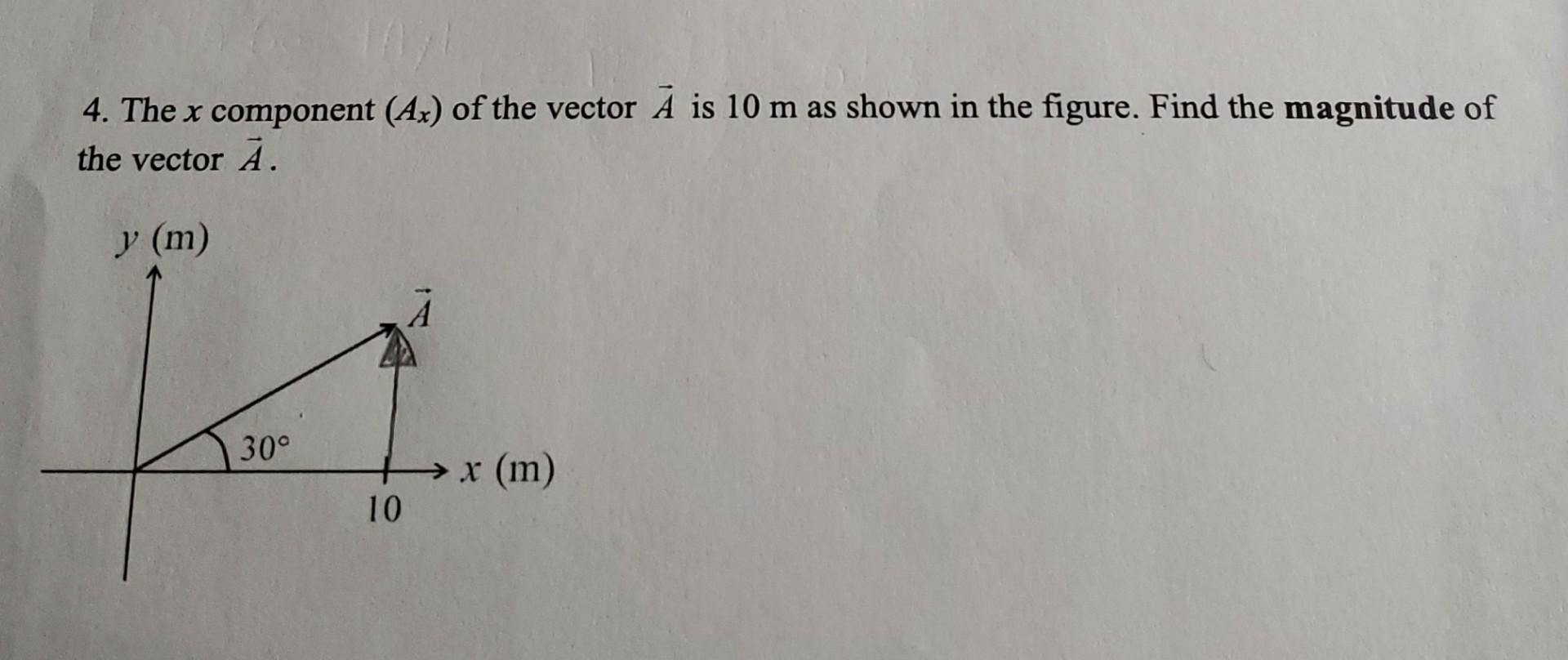 Solved 4. The x component (Ax) of the vector A is 10 m as | Chegg.com