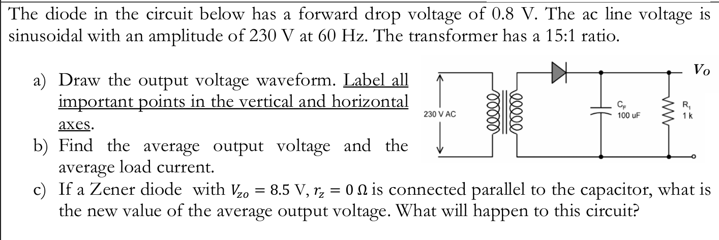 Solved The diode in the circuit below has a forward drop | Chegg.com