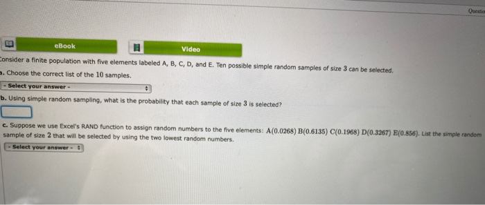 Solved Question eBook Video Consider a finite population | Chegg.com