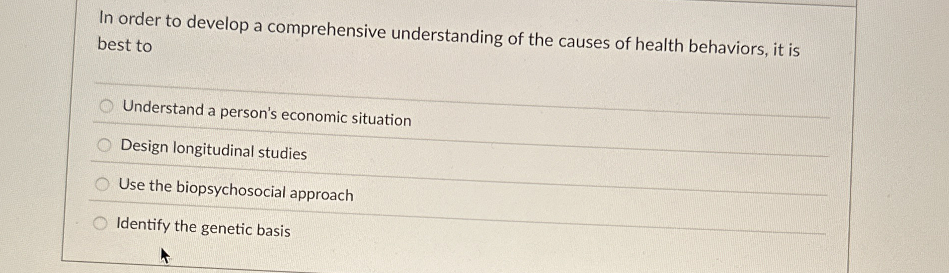In order to develop a comprehensive understanding of | Chegg.com