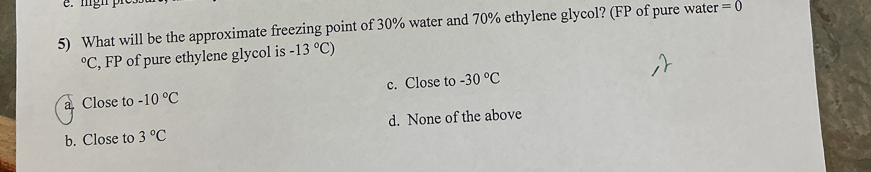 Solved What will be the approximate freezing point of 30% | Chegg.com