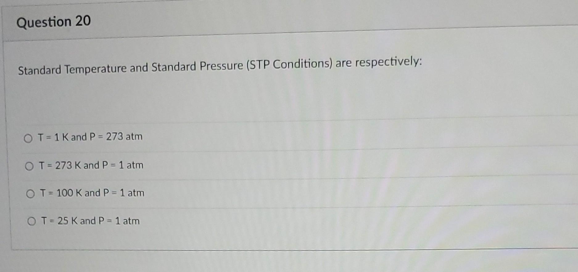 Solved Standard Temperature and Standard Pressure (STP | Chegg.com