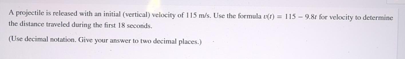 Solved A projectile is released with an initial (vertical) | Chegg.com