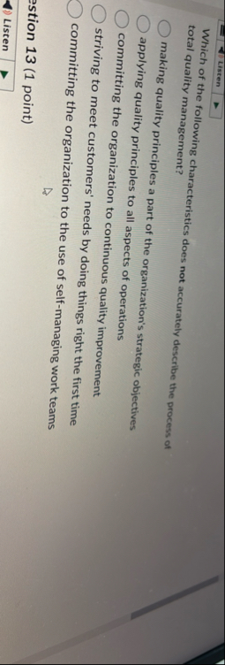 Solved ListenWhich of the following characteristics does not | Chegg.com