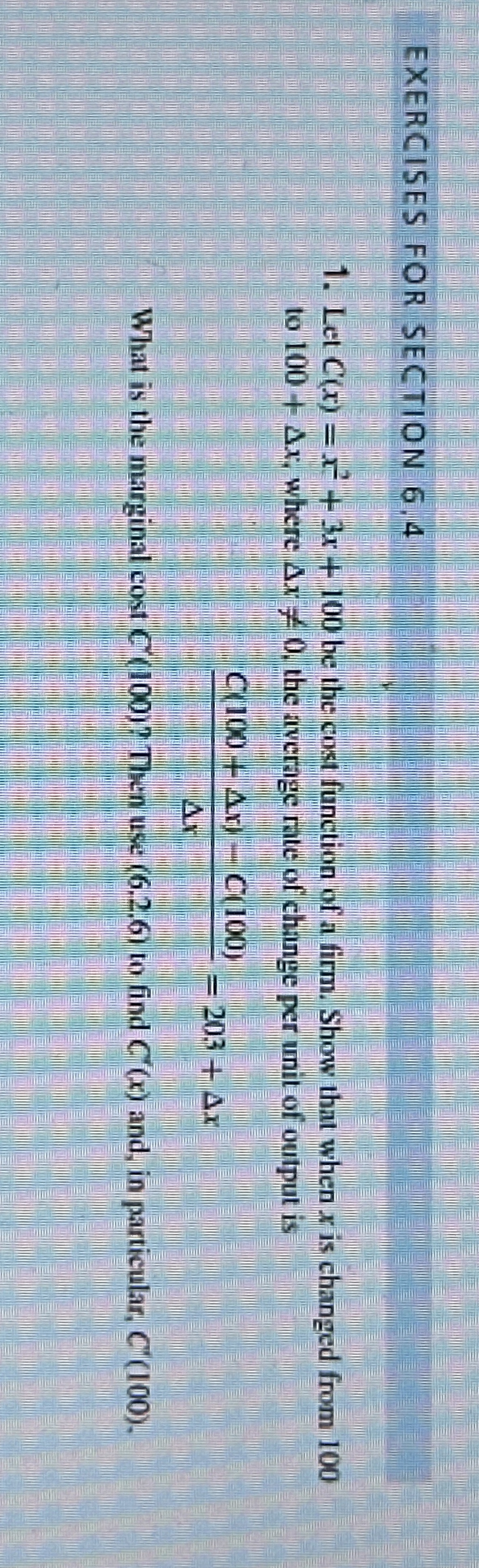 Solved EXERCISES FOR SECTION 6,4Let C(x)=x2+3x+100 ﻿be the | Chegg.com