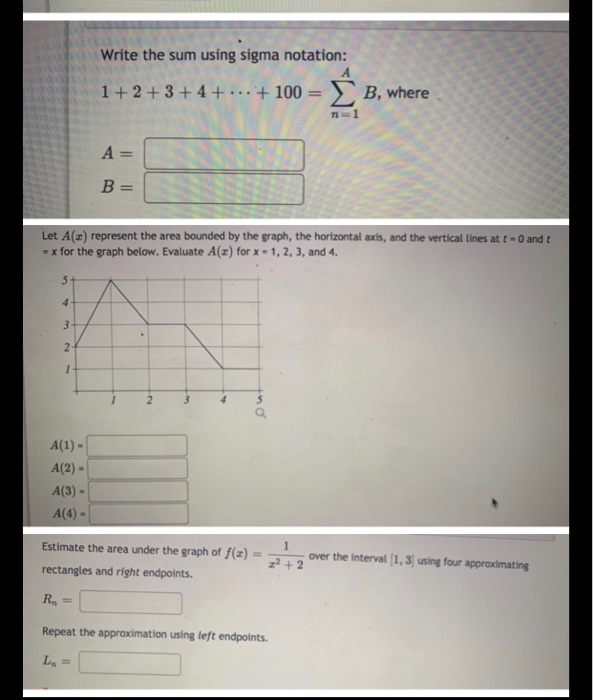 Solved Write the sum using sigma notation: 1+ 2+ 3+ 4+ ... | Chegg.com