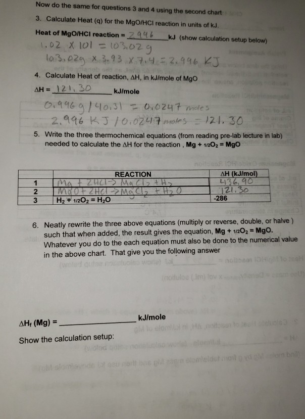 Solved Prelab Assignment Using the data below and using the | Chegg.com