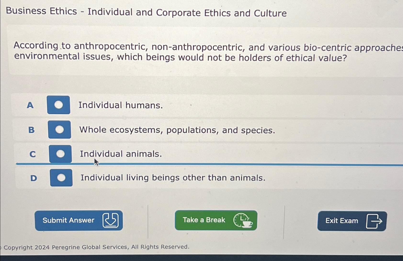Solved Business Ethics - ﻿Individual and Corporate Ethics | Chegg.com