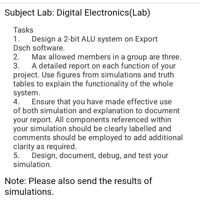 Solved Subject Lab: Digital Electronics(Lab) Tasks 1. Design | Chegg.com