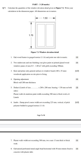 Solved Q7. Calculate the quantities of the window elevation | Chegg.com