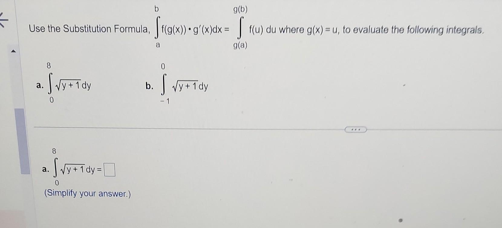 Solved Use the Substitution Formula, | Chegg.com